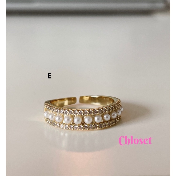 【Chloset選物】復古優雅鋯石珍珠戒指 korean stylish rings | 蝦皮購物