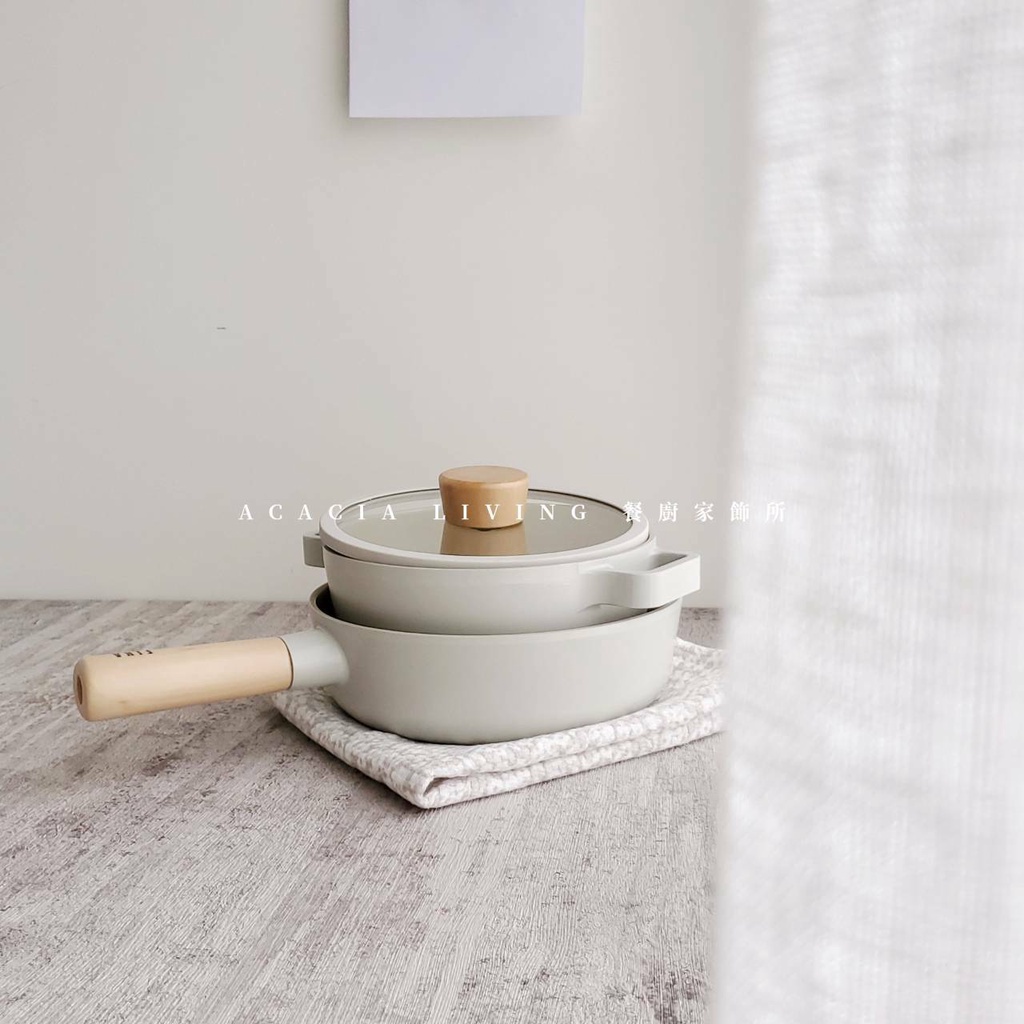 韓國 Neoflam FIKA 陶瓷不沾平底鍋 中式炒鍋 木紋鍋 白色鍋 淺色鍋具 IH電磁爐/直火 | 蝦皮購物