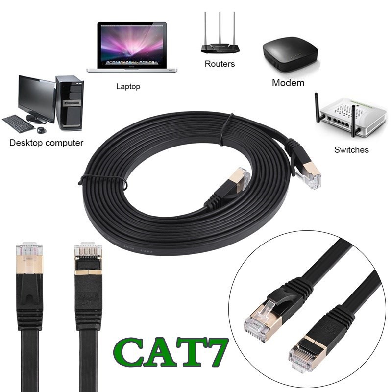 20m-50m CAT7 高速 RJ45 STP 扁平 10 千兆以太網網絡 LAN 電纜 CAT 7 | 蝦皮購物
