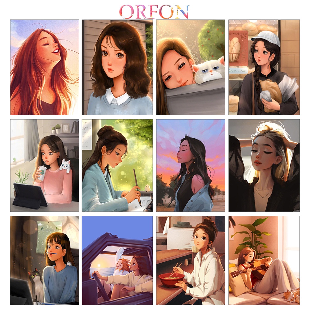 【ORFON】女孩歐美風格 數字油畫40*50cm 動漫少女 裝飾畫 diy簡約手繪 彩色畫布 | 蝦皮購物