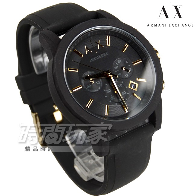 A｜X 精品錶 簡約時刻三眼男錶 贈精美吊牌套裝禮盒組 黑x金 ARMANI EXCHANGE AX7105【時間玩家】 | 蝦皮購物