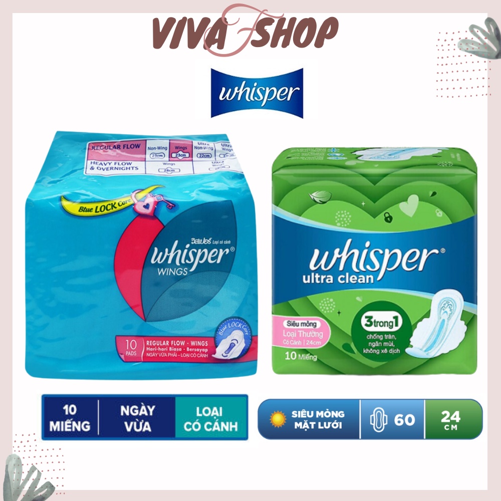 WHISPER 日常衛生巾 10 片厚翼 BVS 薄翼 10 片耳語 | 蝦皮購物