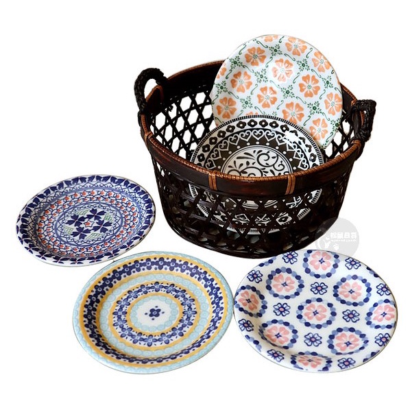 ♡松鼠日貨♡日本 AWASAKA 正版 POTTERY FIELD 陶瓷 小盤子 小碟 五入 竹籃 | 蝦皮購物
