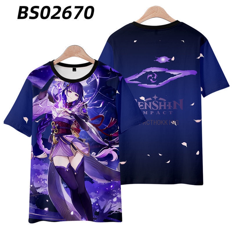 原神游戲T恤雷神巴爾雷電將軍印象短袖二次周邊衣服痛衣系列夏季 | 蝦皮購物