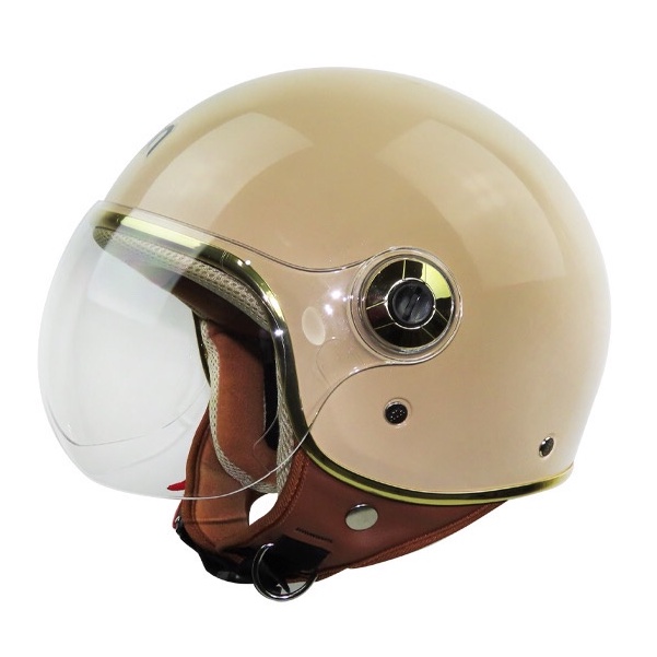 華泰 安全帽 K-808A 素色 奶茶 金緻風 飛行帽 K808A 金色邊框 透氣 輕量 涼感 半罩 全拆洗《淘帽屋》 | 蝦皮購物