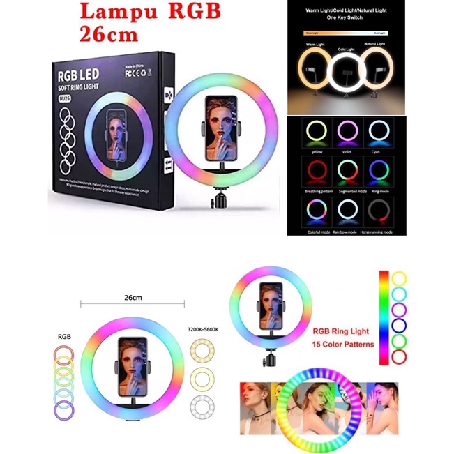 Ringlight 彩虹 RGB26 B 支架 1 套環形燈環形燈 | 蝦皮購物
