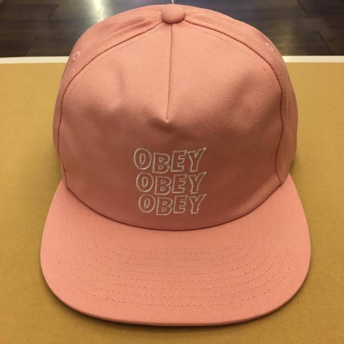 BEETLE OBEY SNAPBACK PINK 粉紅色 白框 三行 LOGO 後扣棒球帽 大小可調 | 蝦皮購物