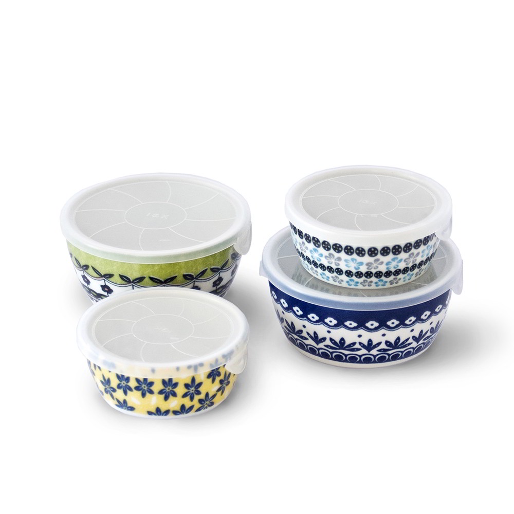 【日本AWASAKA粟坂】美濃燒Pottery Field歐風附蓋保鮮碗4入組《泡泡生活》陶瓷碗 蓋碗 餐碗湯碗 | 蝦皮購物