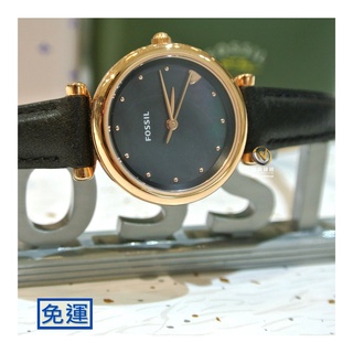 美國FOSSIL 黑珍珠母貝+黑皮革女錶-玫瑰 ☆公司貨☆ES4506☆實體店面☆富興鐘錶 | 蝦皮購物