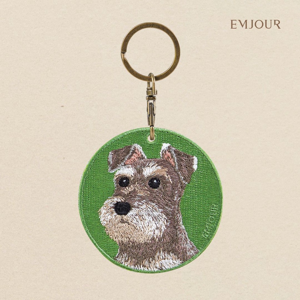 EMJOUR 雙面刺繡吊飾 - 雪納瑞 | 動物 紀念品 禮物 動物園 鑰匙圈 包包配件 裝飾 | 蝦皮購物
