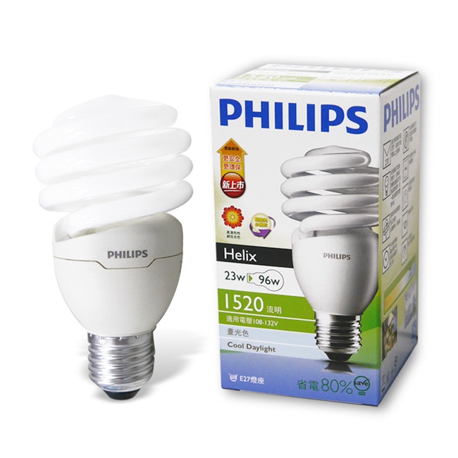 飛利浦PHILIPS/Helix 螺旋省電燈泡T2 (23W) E27 120V白光/黃光{新包裝 | 蝦皮購物
