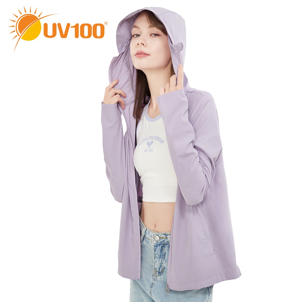 【UV100】防曬 抗UV-冰絲雷射透氣孔口罩連帽外套-女(AL22599) 蝦皮獨家款 | 蝦皮購物
