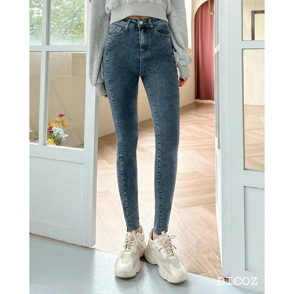 現貨｜BICOZ｜經典不敗~視覺顯瘦線彈力窄管牛仔褲(灰/藍) S~2L【23347】休閒 牛仔褲 彈性 窄管褲 顯瘦 | 蝦皮購物