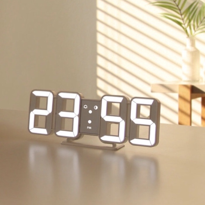 ｜韓國代購｜MOOAS純白迷你3D LED電子時鐘｜白色光 \ 橘色光｜ | 蝦皮購物