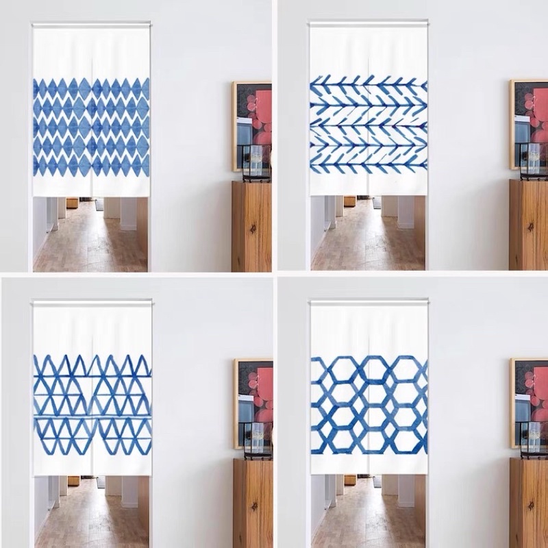 [小鱷魚家居]藍色簡約風半開門簾 | 蝦皮購物