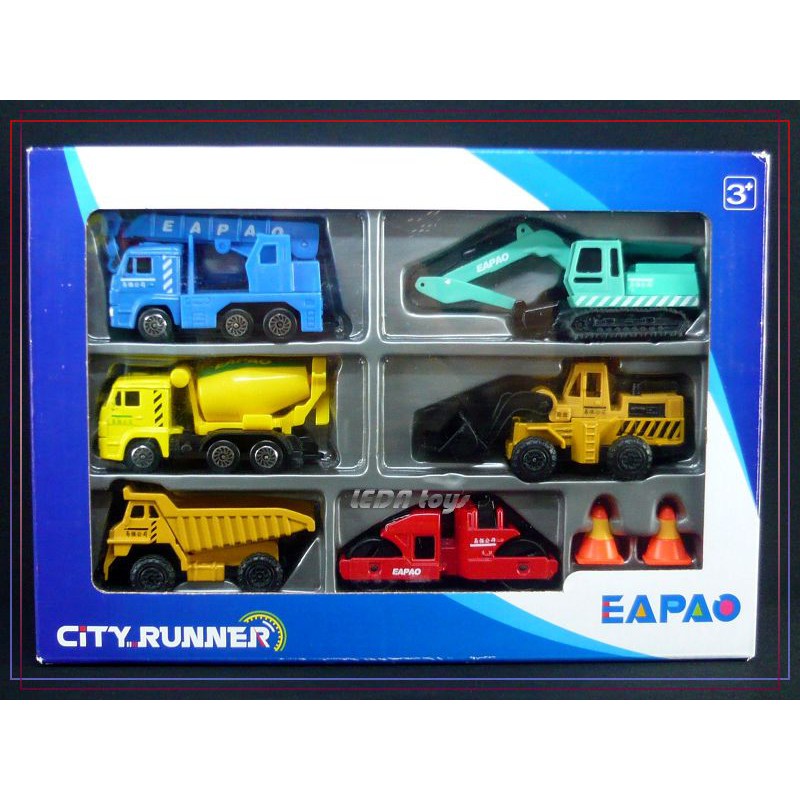 【樂達玩具】EAPAO 易保 CITY RUNNER【六入工程車隊】六入小車隊 滑行車 合金車 #CT-12816 | 蝦皮購物