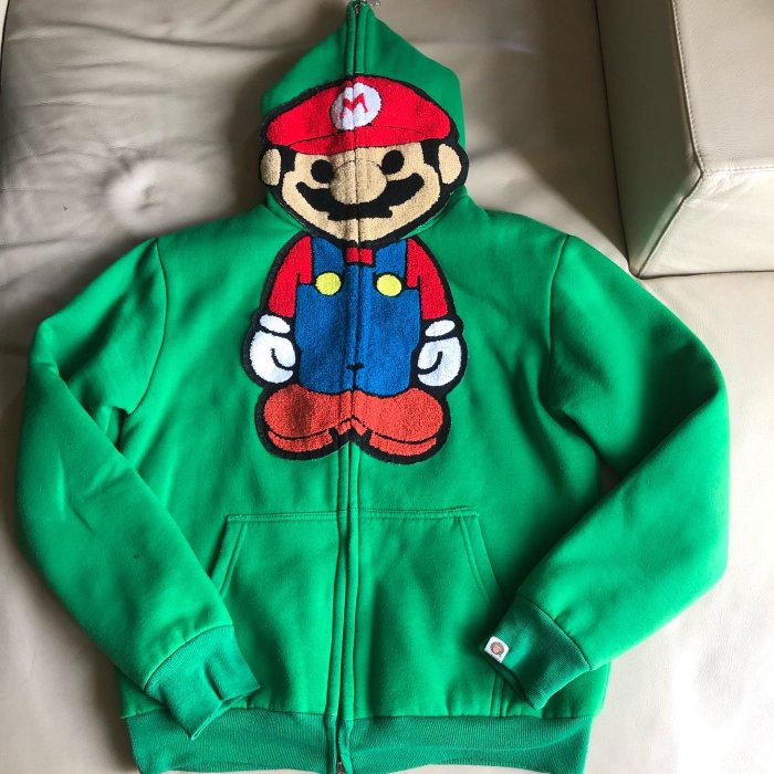 保證正品 A bathing Ape Bape MARIO 馬力歐 帽夾 連帽外套 日本製 | 蝦皮購物