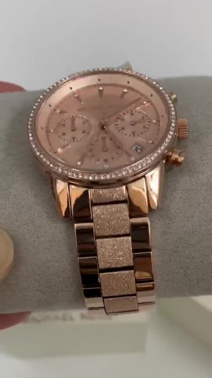 【New START精品服飾-員林】 Michael Kors MK6598 水鑽 玫瑰金 三眼計時女錶 手錶37mm | 蝦皮購物