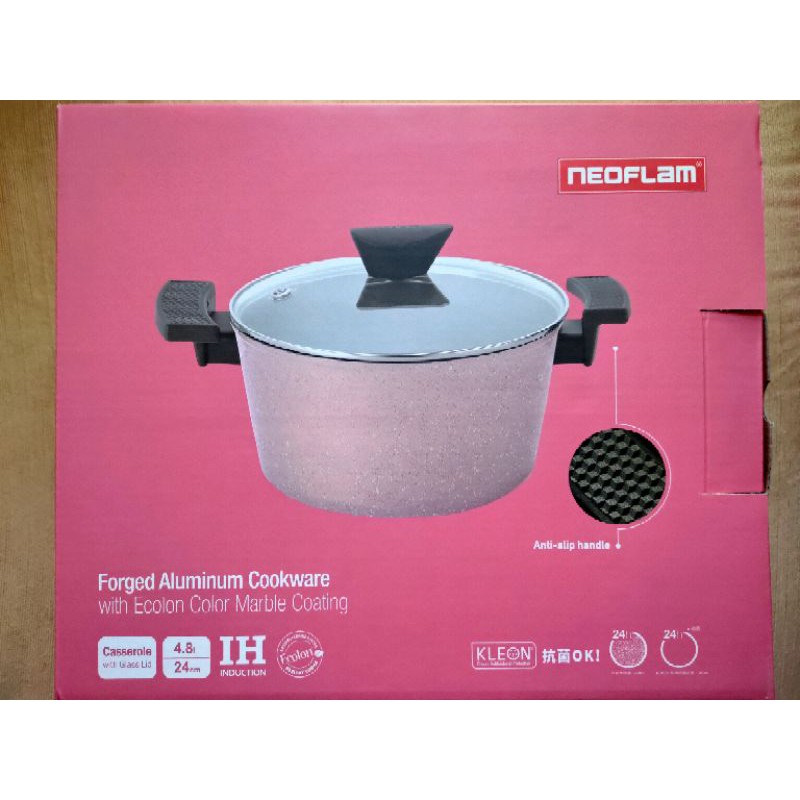 韓國 NEOFLAM 24cm 不沾湯鍋+玻璃鍋蓋 | 蝦皮購物