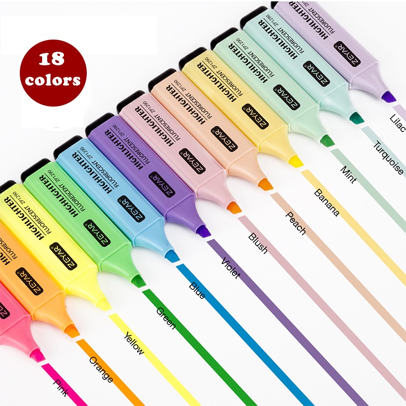 Ohaya ZEYAR熒光筆 英國水性墨水 日本筆頭 高品質 超顺滑 熒光笔 標記筆 18色 | 蝦皮購物