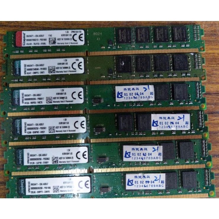 金士頓 KVR16N11/8 雙面窄版 DDR3-1600-8g/1600 8G 二手良品 | 蝦皮購物