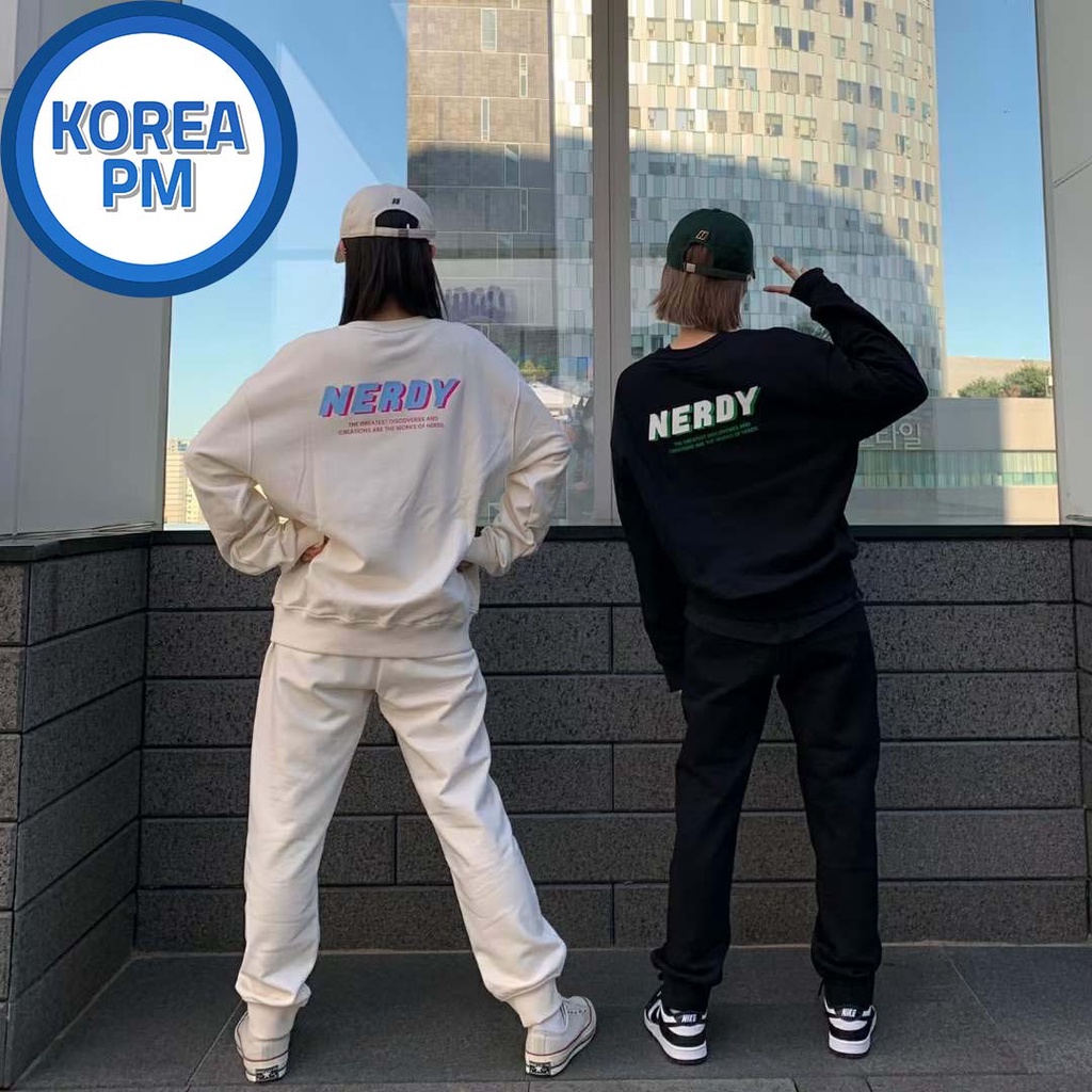 [KOREA PM] 韓國 NERDY 22FW Layered Cursive 大LOGO 大學T 套裝 秋冬新款 | 蝦皮購物