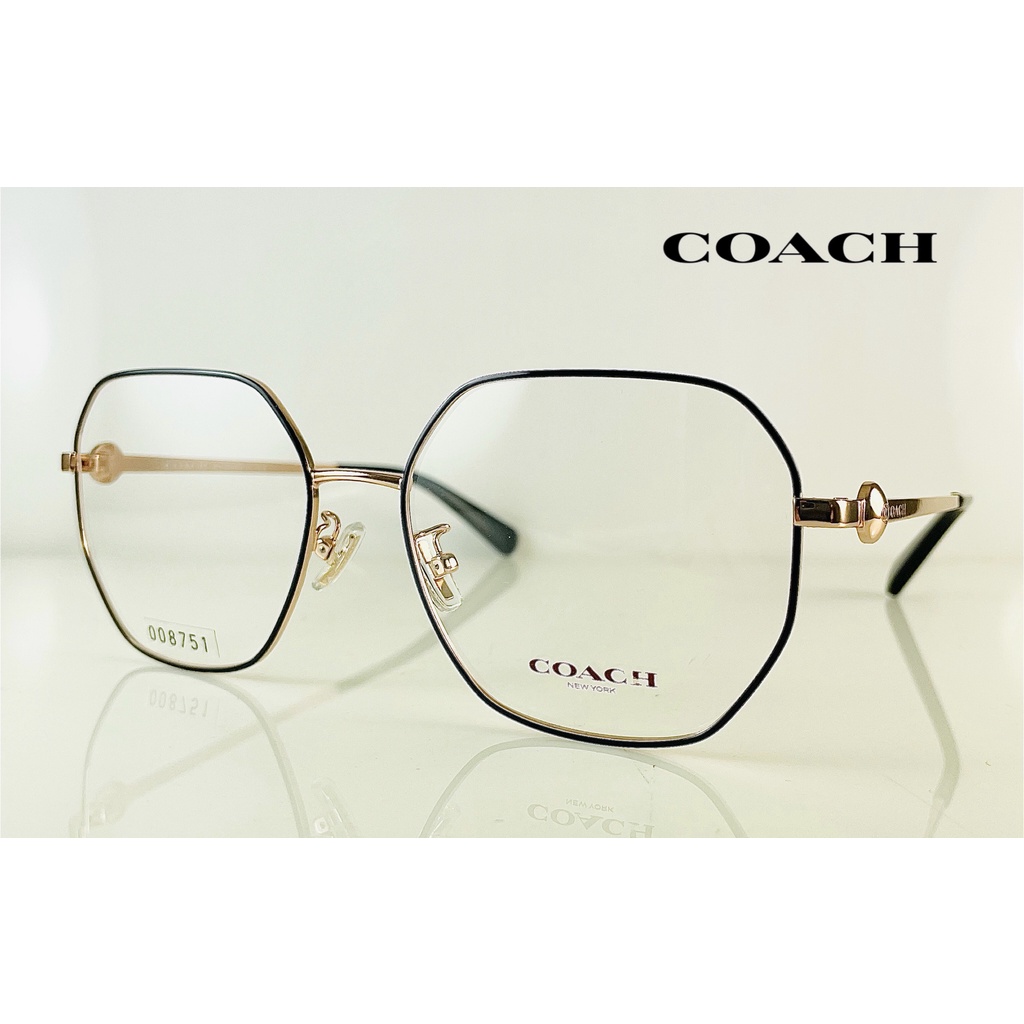 ☆高雄眼鏡站☆全新正品 COACH HC5134D 9363 (Shiny Rose Gold) 多邊大金框黑線圈 | 蝦皮購物