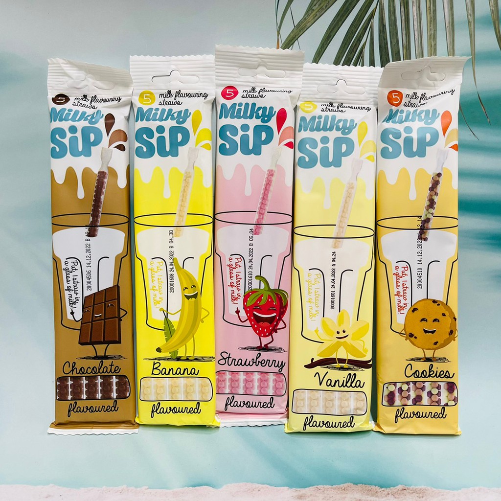 milky sip 匈牙利 神奇牛奶吸管 5入/包（草莓🍓巧克力🍫香草🌿香蕉🍌綜合） | 蝦皮購物