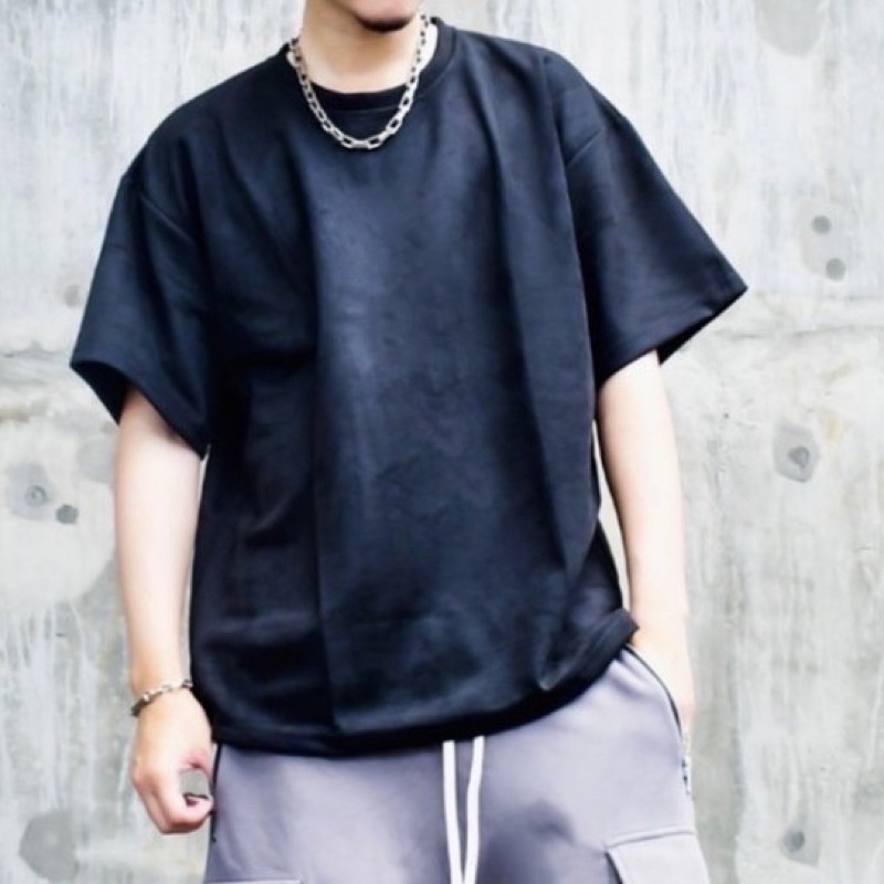 【Fortify Vision】麂皮重磅寬鬆落肩短袖 美式 高街 潮流 歐美 情侶 穿搭 版型 百搭 嘻哈 街頭 短t恤 | 蝦皮購物