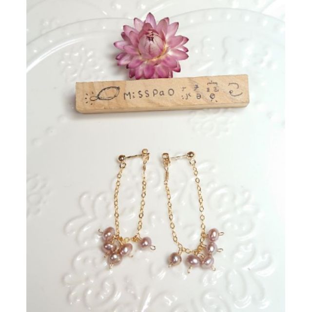 美國14K包金 U型珍珠 稀有紫色米粒珍珠 925銀白珍珠 手工訂製 Agete. VA風 | 蝦皮購物