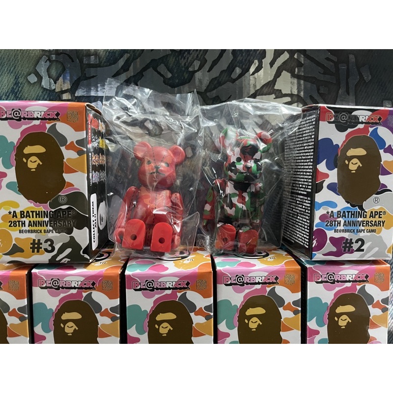 【完售】APE BAPE 28TH BE@RBRICK BAPE CAMO 100% #2 #3 公仔 | 蝦皮購物