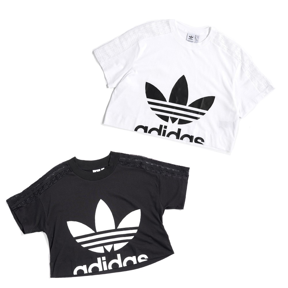 ADIDAS ORIGINALS LACE TEE 女款 蕾絲 運動 休閒 短版上衣 FL4128/FM1738 | 蝦皮購物