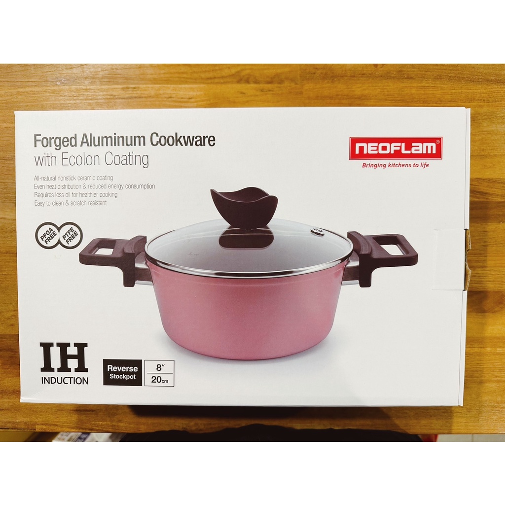 [全新未拆封] NEOFLAM-Reverse系列20cm湯鍋-粉色+玻璃蓋 | 蝦皮購物