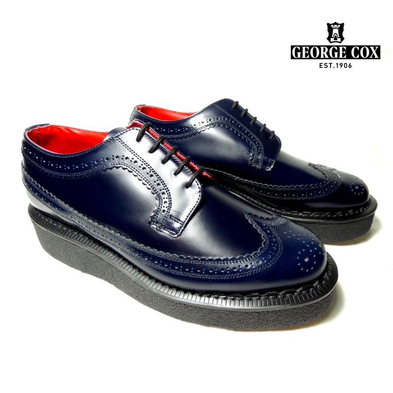 [限定色] George Cox - 12508 VI Brogue Creeper 長翼紋 雕花 厚底鞋 - NAVY | 蝦皮購物
