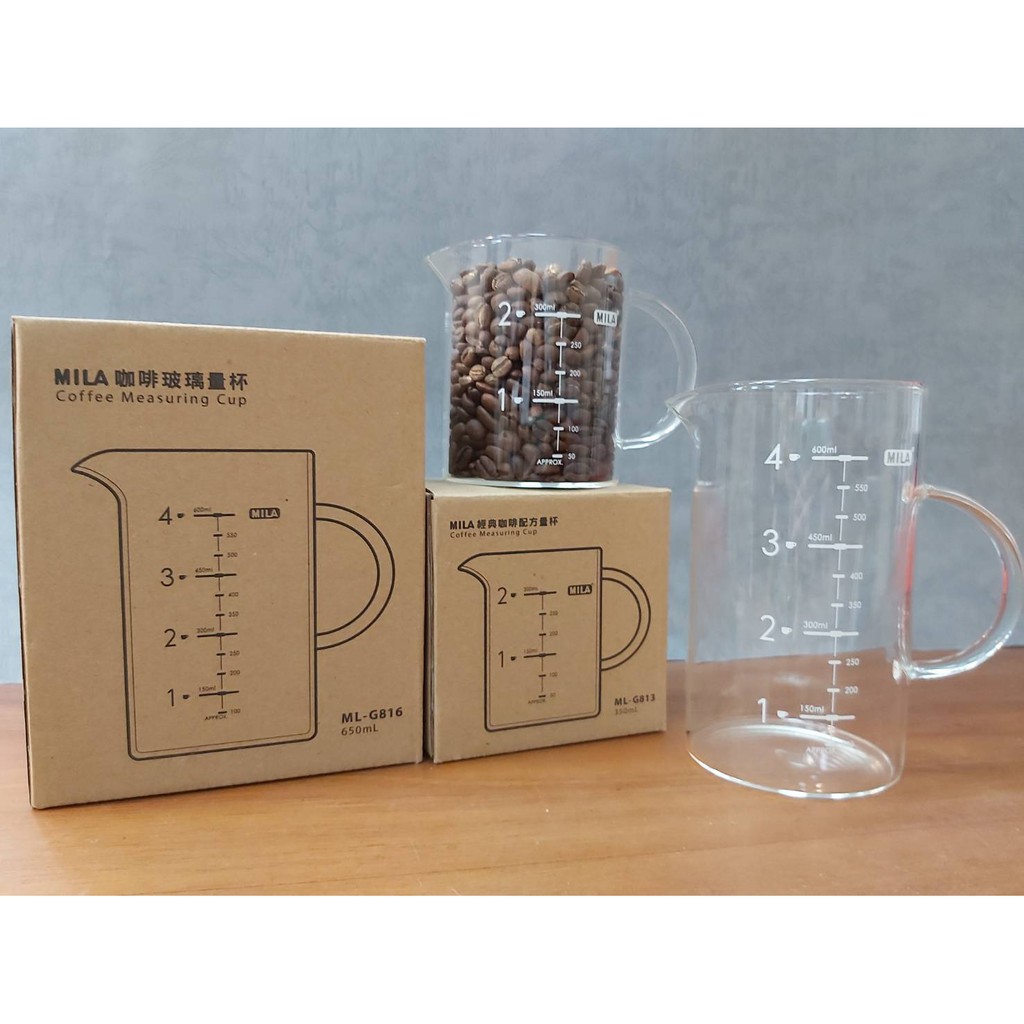 MILA 咖啡玻璃量杯 350ml ML-G813 / 650ml ML-G816 耐熱玻璃 量杯 經典配方 咖啡下壺 | 蝦皮購物