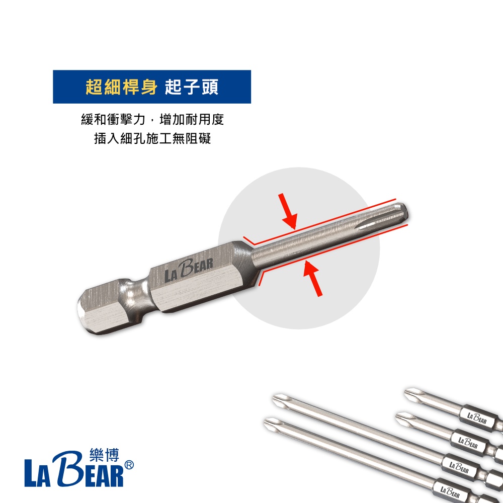 【LaBear】十字細柄 窄身 單剝皮起子頭 PH1/PH2 十字起子頭 50-100L 細身起子頭 台灣製 | 蝦皮購物