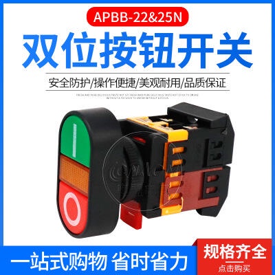 台灣現貨 橢圓雙頭帶燈22復位開關 APBB-22N 開關按鈕切換按鍵 AB接點NO/NC點動開關 電機電料 | 蝦皮購物