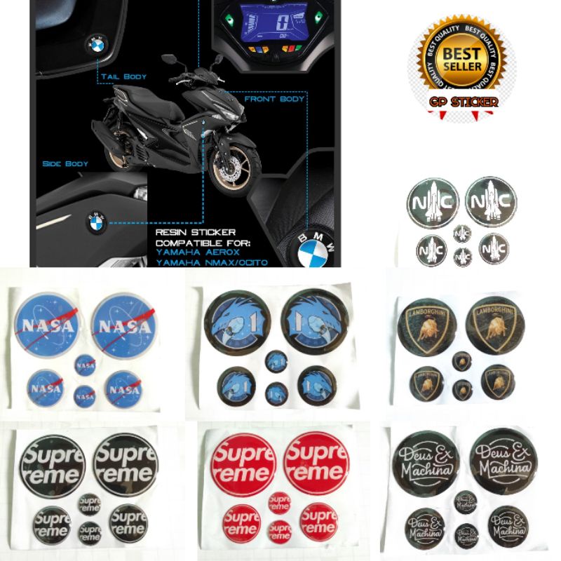 摩托車標誌壓花標誌 NMAX AEROX LEXI XMAX NASA 蘭博基尼 SUPR REME DEUS 更換 | 蝦皮購物