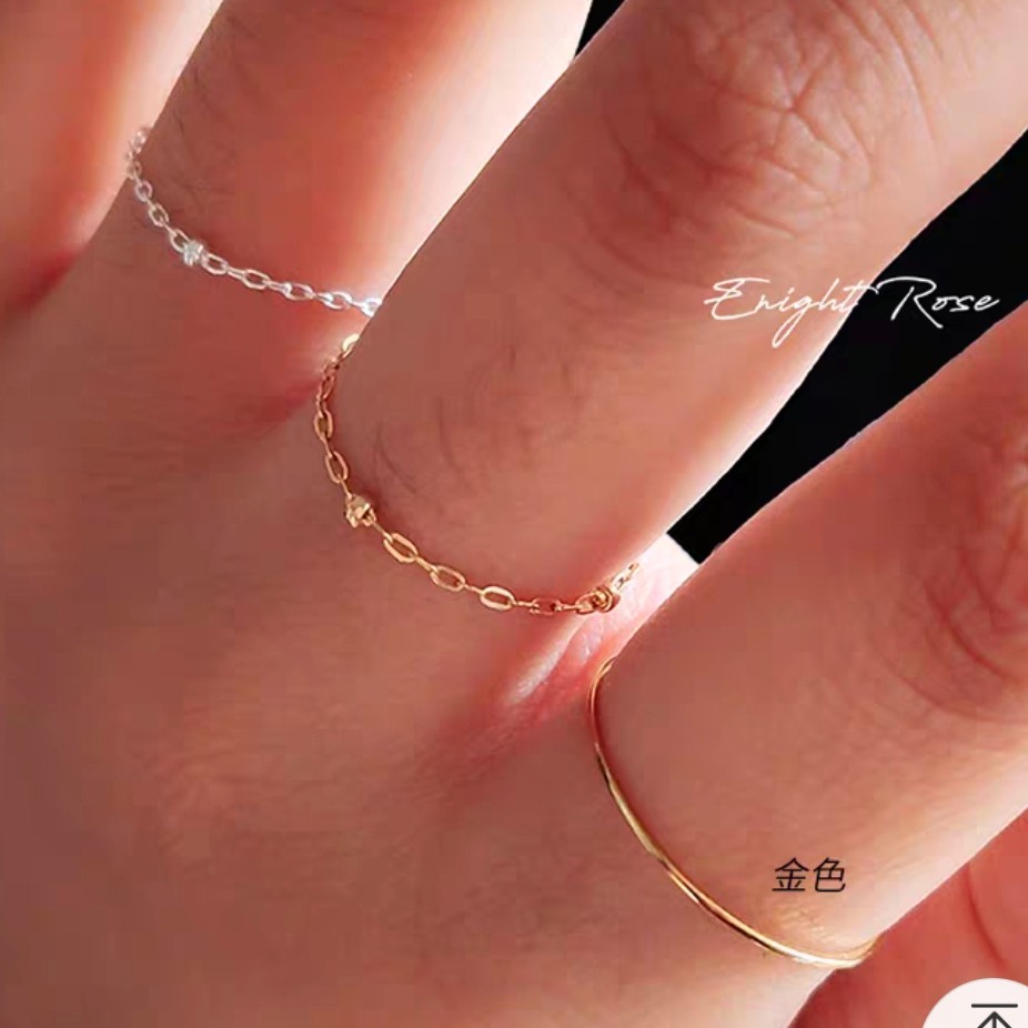 【預購+現貨】S925純銀 小豆豆鏈戒 軟戒 細戒 鏈條戒指 銀豆 金豆 14K包金 | 蝦皮購物