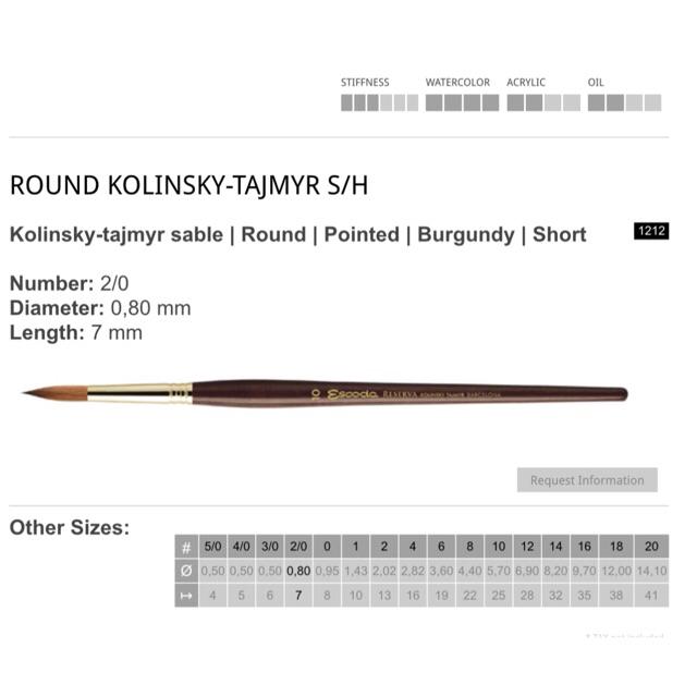 Escoda RESERVA 1212 西班牙筆皇 柯林斯基 頂級 純貂毛水彩筆 圓頭水彩筆 酒紅短桿 圓頭 另有大尺寸 | 蝦皮購物