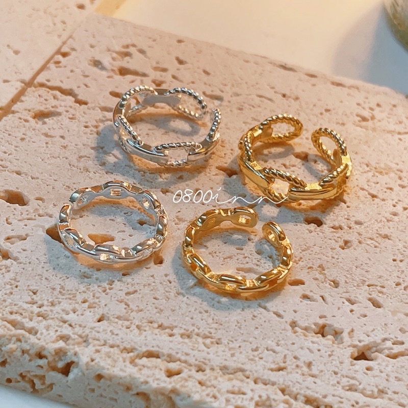 コンバコンコン｜控巴控孔｜0800.INN S925 18K 斷開鎖鏈開口戒 | 蝦皮購物