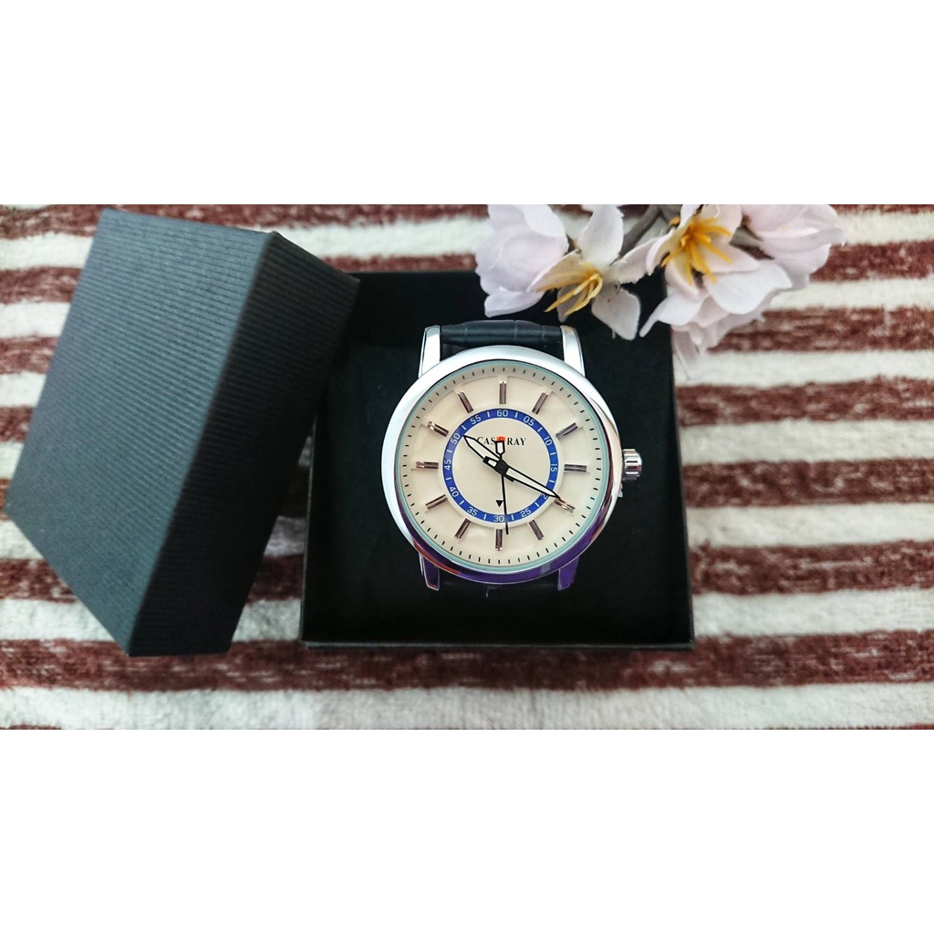 【現貨】Cassray 簡約男士皮錶帶手錶(黑色) | 蝦皮購物