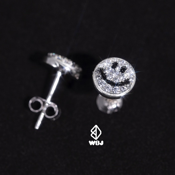 WBJ HaveANiceDay滿鑽笑臉耳環 925純銀 耳環 鑽石耳環 純銀耳環 | 免費保養 | 可戴洗澡 | 蝦皮購物