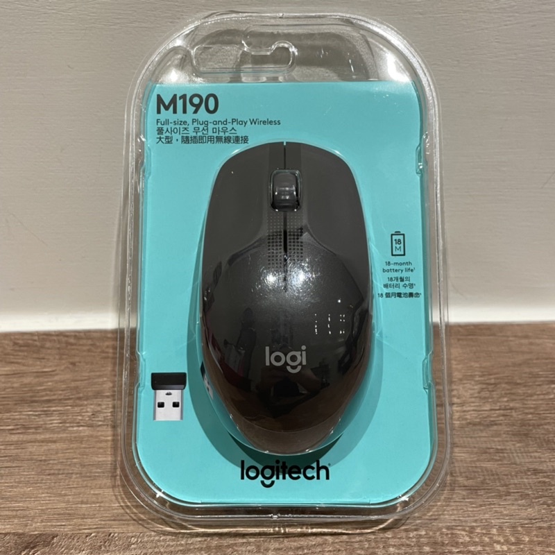 [全新] 羅技 Logitech M190 無線滑鼠 全尺寸曲線設計(木炭黑) | 蝦皮購物