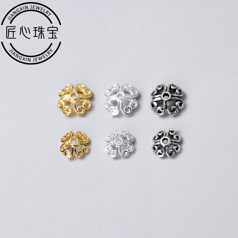 「匠心·DIY純銀花托」S925銀 鏤空愛心6-8mm花托 花帽 珠帽 DIY手工飾品配件 S0379 | 蝦皮購物