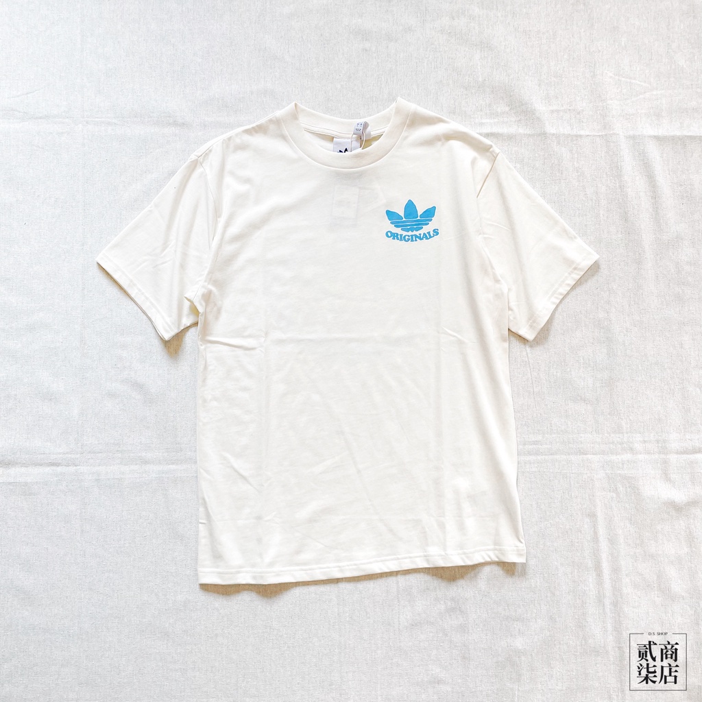 貳柒商店) adidas Happy Earth 男女款 米白色 地球 塗鴉 休閒 三葉草 短袖 HI2962 | 蝦皮購物