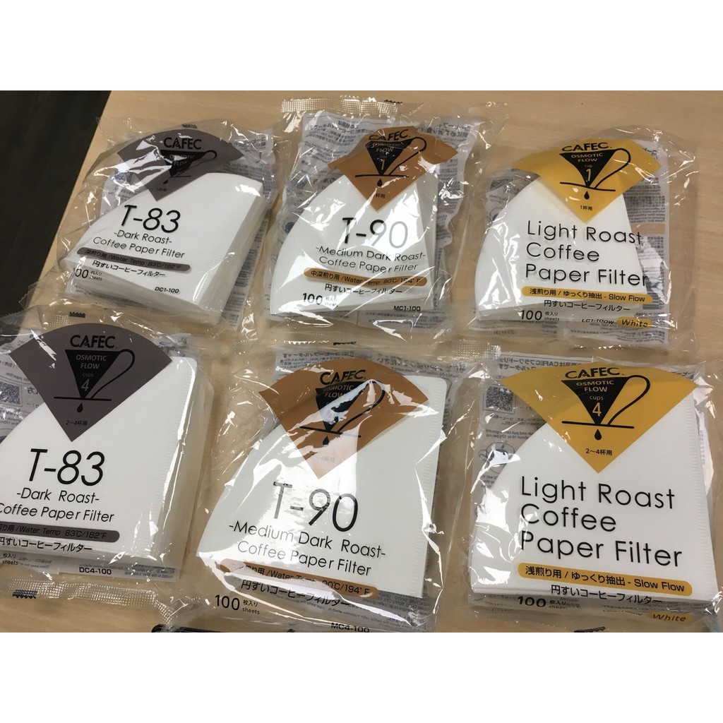 CAFEC三洋 咖啡濾紙 淺焙/中焙/深焙 分級濾紙 袋裝盒裝 錐形漂白 T-92/T-90/T-83 100入 日本製 | 蝦皮購物