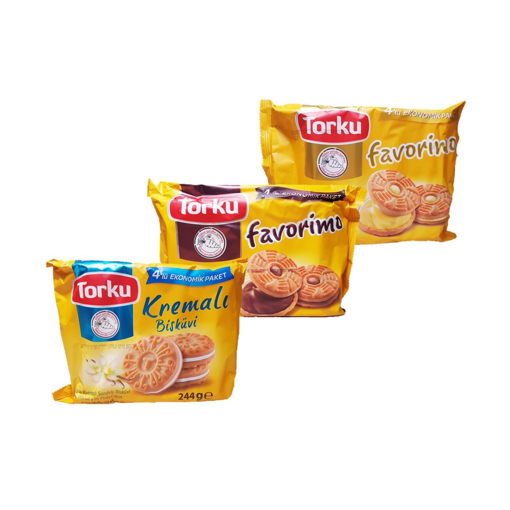 土耳其零食 下午茶點心 品喀 Torku 托喀 夾心餅乾 奶油 / 巧克力 / 香蕉 244g (良品小倉) | 蝦皮購物