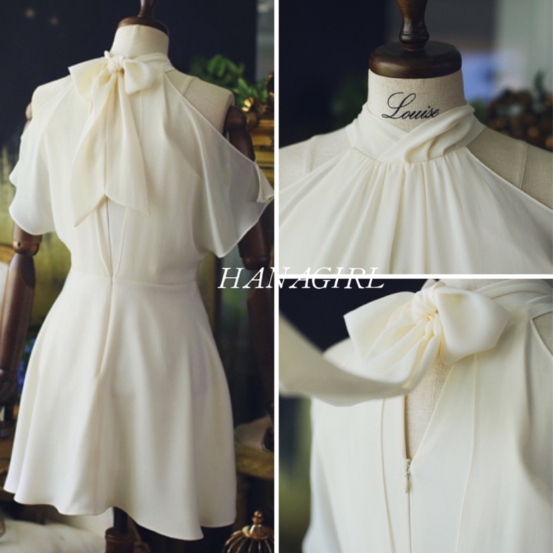🎀 Hanagirl 🎀 正韓洋裝👗👗 名媛奶茶色約會 仙氣 雪紡洋裝 露肩洋裝 婚禮洋裝 禮服 E058 | 蝦皮購物
