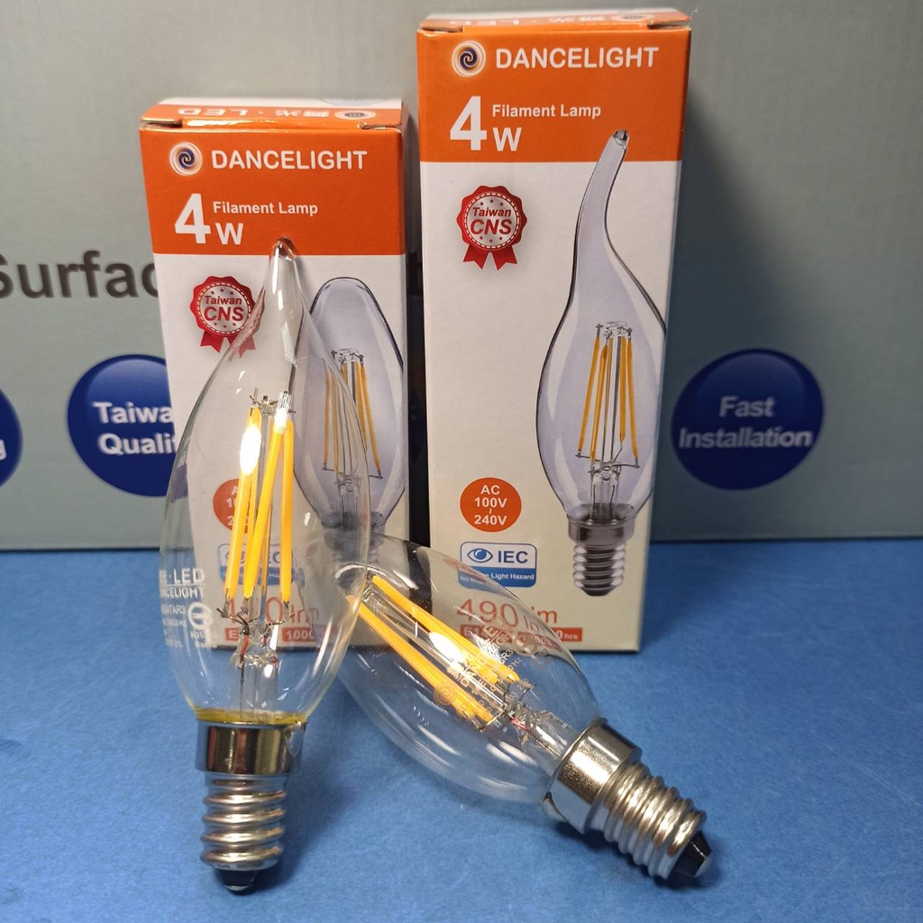 DANCELIGHT 舞光 LED E14 4W 2700K 燈絲燈 (尖清 / 拉尾) 全電壓 | 蝦皮購物